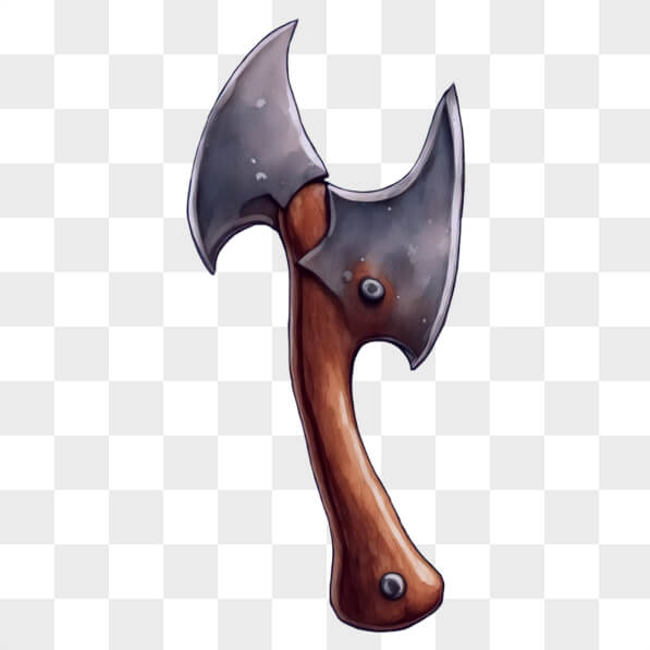 Descarga Hacha de doble filo con mango de madera Cartoons En Línea - Creative Fabrica