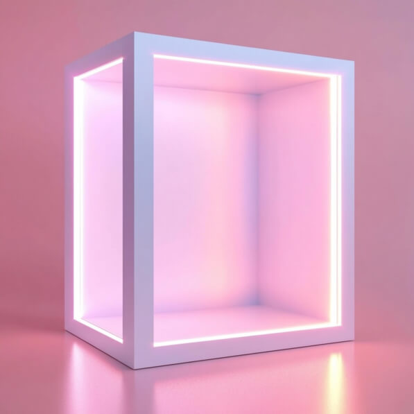 Download Minimalistic White Display Box with Pink Lighting Mockups ...