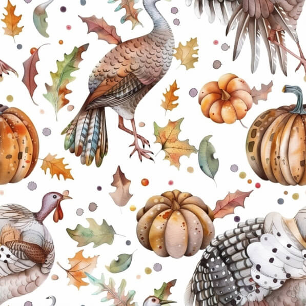 Download Autumn Harvest Pattern with Turkeys and Pumpkins Patterns ...