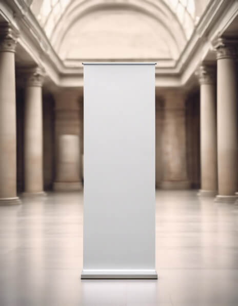 Descarga Banner en blanco en un espacio interior elegante Mockups En ...