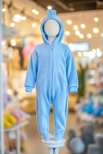 Download Children's Light Blue Onesie with Hoodie Mockups Online ...