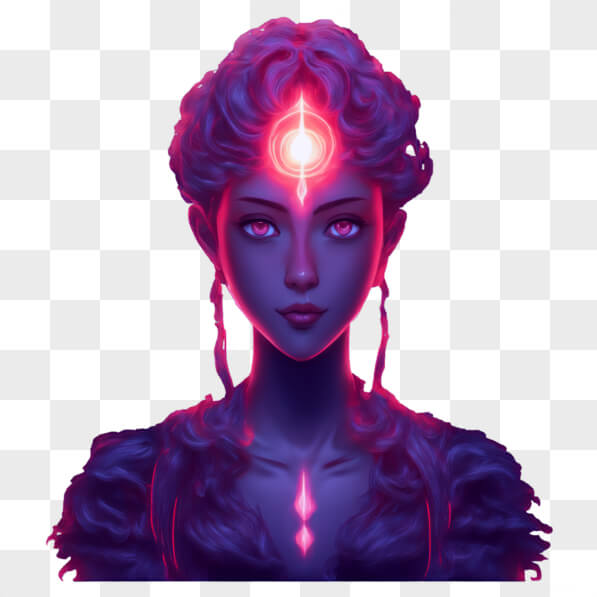 Descarga Retrato estilizado de una mujer con símbolo brillante Cartoons En Línea - Creative Fabrica