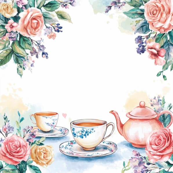 Download Tea Party with Floral Accents Backgrounds Online - Creative ...