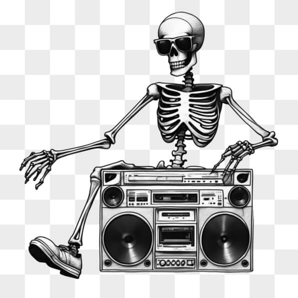 Download Cool Skeleton with Boombox Sketches Online - Creative Fabrica