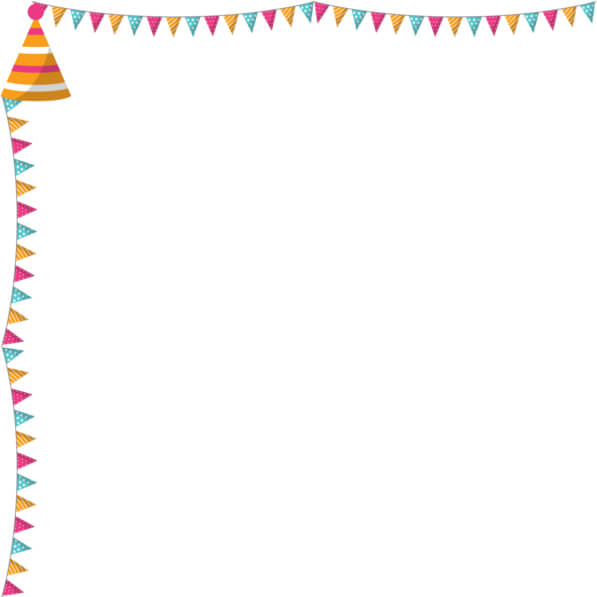Download Festive Party Decorations with Bunting Flags and Hat Borders ...
