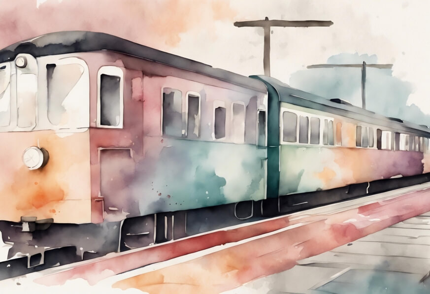 Download Watercolor Vintage Train at Station Backgrounds Online ...