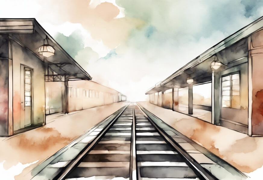 Download Serene Railway Scene in Watercolor Backgrounds Online ...