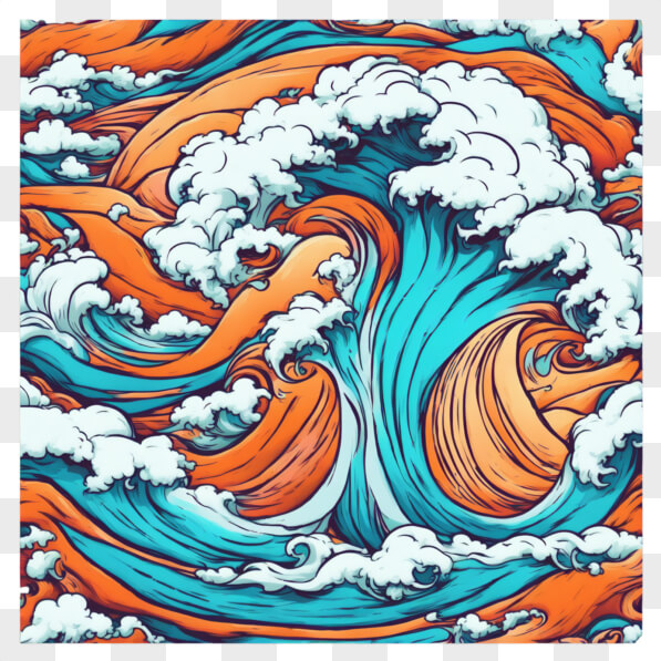 Download Stylized Ocean Waves in Vibrant Colors Cartoons Online ...