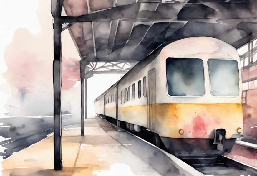 Download Train at Station in Watercolor Backgrounds Online - Creative ...