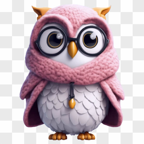 Baixe Personagem de Coruja Fantasiosa com Cachecol Rosa Cartoons ...