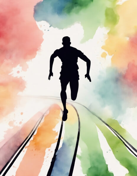 Download Silhouette of a Runner with Colorful Watercolor Background ...