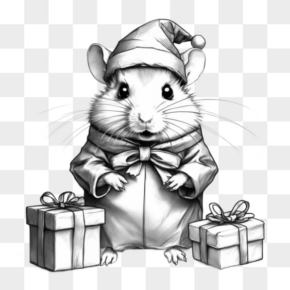 Descarga Hamster Festivo con Regalos Bocetos En Línea - Creative Fabrica