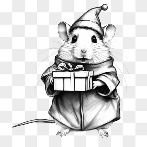 Descarga Ratón Festivo Sosteniendo un Regalo Bocetos En Línea ...
