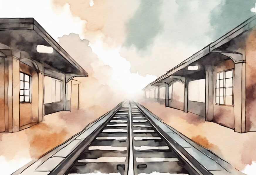 Download Dreamy Train Station View in Watercolor Backgrounds Online ...