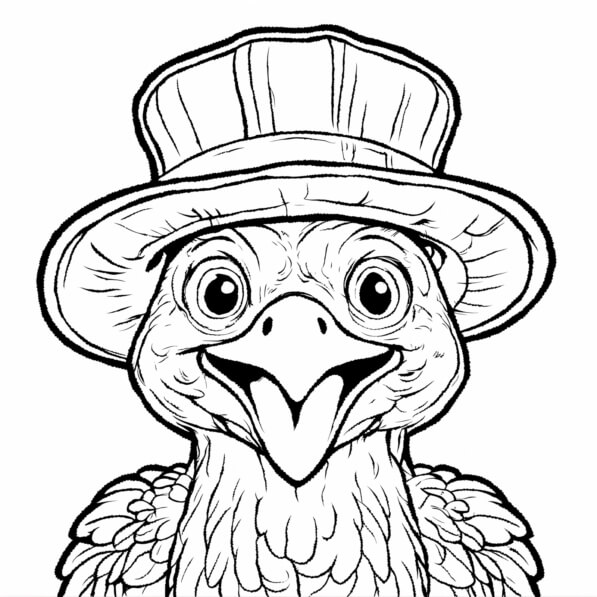 Download Cheerful Bird Wearing a Hat Coloring pages Online - Creative ...