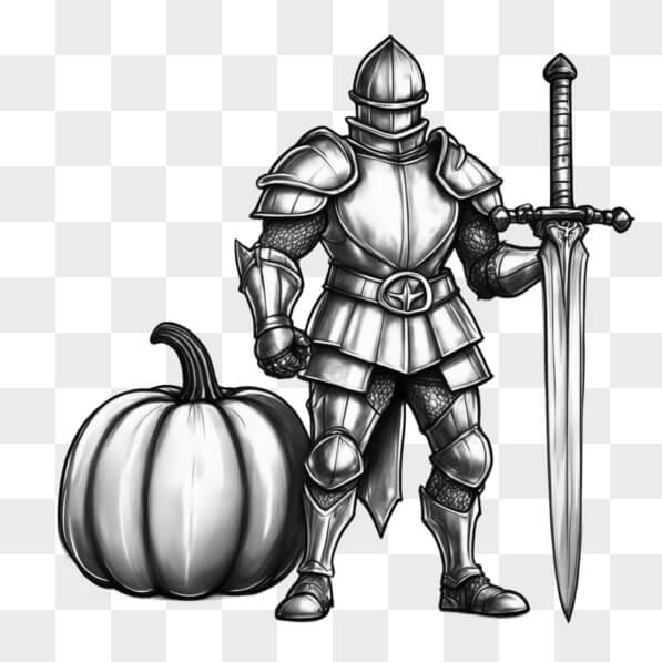 Download Knight with Pumpkin Sketches Online - Creative Fabrica