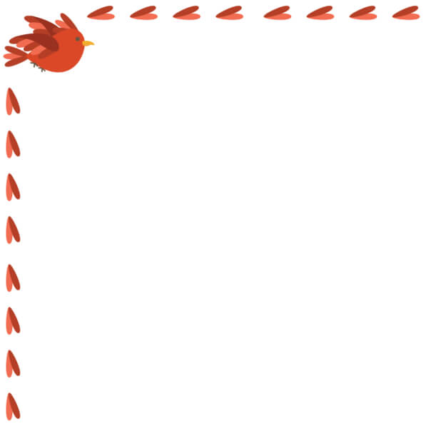 Download Whimsical Red Bird Illustration with Feather Border Borders ...
