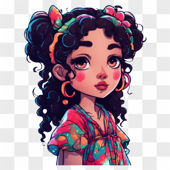 Descarga Retrato estilizado de una niña joven Cartoons En Línea - Creative Fabrica