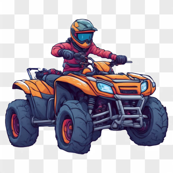 Download Rider on an Orange ATV Cartoons Online - Creative Fabrica
