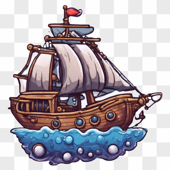 Download Colorful Cartoon Sailing Ship on Ocean Cartoons Online ...