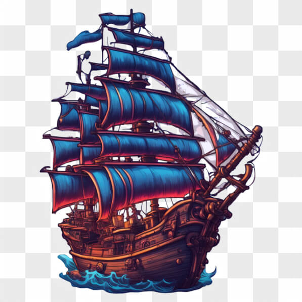 Descarga Barco Pirata con Velas Azules Cartoons En Línea - Creative Fabrica