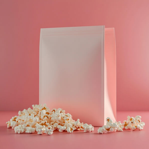 Baixe Saco de Pipoca com Pipoca Espalhada em Fundo Rosa Mockups ...
