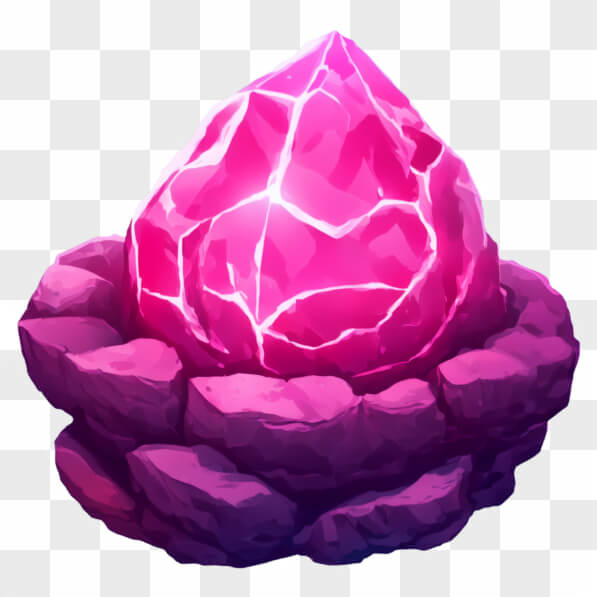 Download Glowing Pink Crystal on Rock Base Cartoons Online - Creative ...