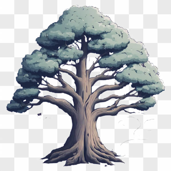Download Stylized Tree with Blue Foliage Cartoons Online - Creative Fabrica
