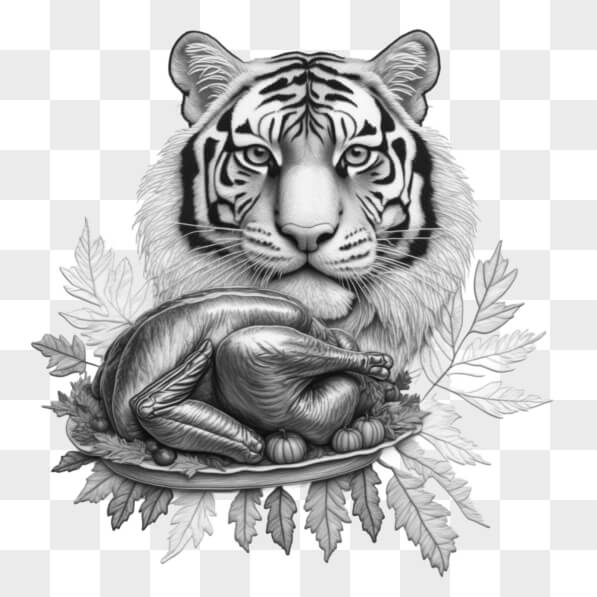 Descarga Ilustración de Tigre y Pavo de Acción de Gracias Bocetos En ...