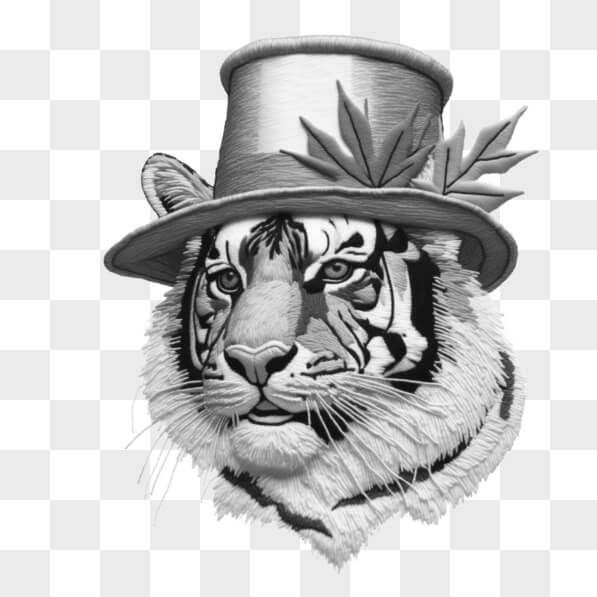 Stilisierter Tiger mit Hut im Stickstil Skizzen online herunterladen ...