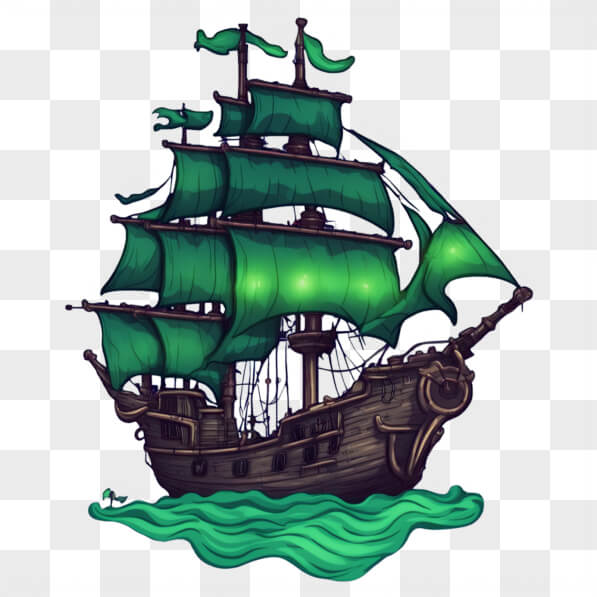 Download Illustration of a Ship with Green Sails Cartoons Online ...