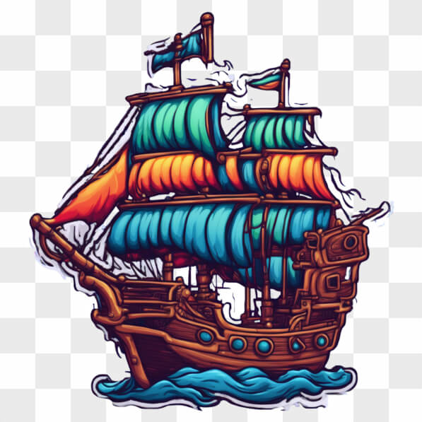 Download Colorful Pirate Ship Sailing on Waves Cartoons Online ...