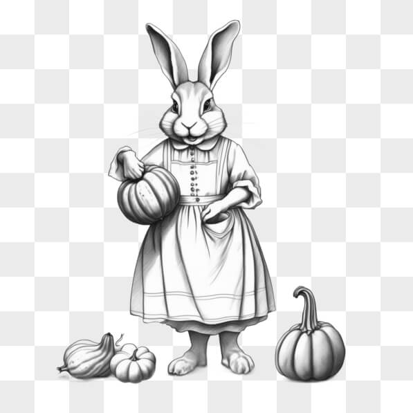 Download Whimsical Rabbit with Pumpkins Sketches Online - Creative Fabrica