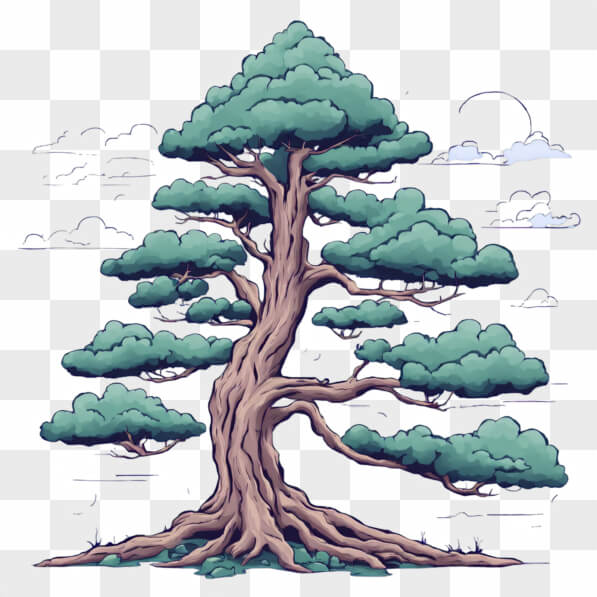 Download Stylized Tree with Cloud-like Foliage Cartoons Online ...