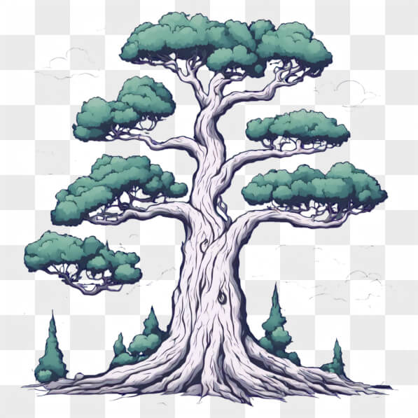 Download Stylized Tree with Lush Foliage Cartoons Online - Creative Fabrica