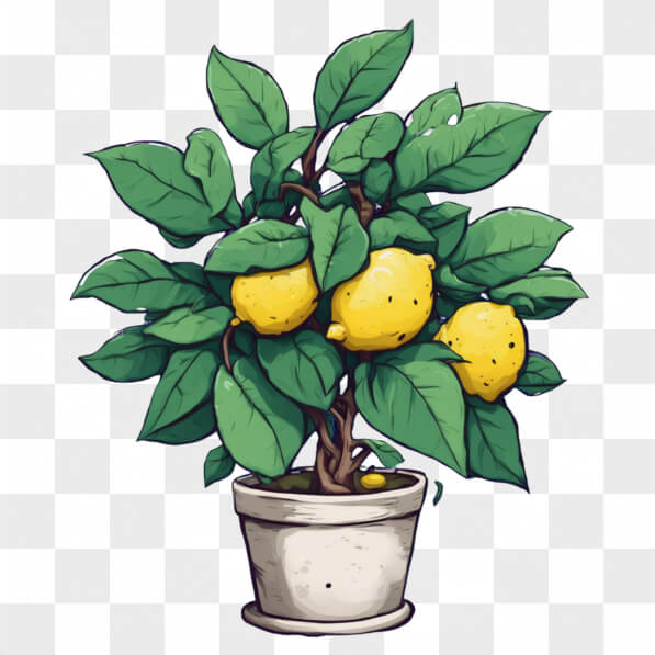 Download Lemon Tree with Yellow Lemons Cartoons Online - Creative Fabrica