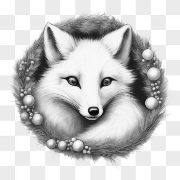 Download Witte Vos in een Feestelijke Krans Schetsen online op Creative ...