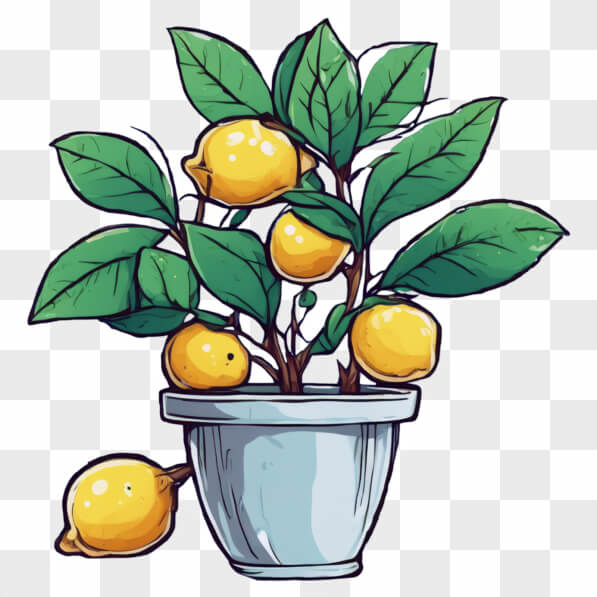 Download Vibrant Lemon Tree Plant in a Pot Cartoons Online - Creative ...