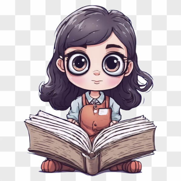 Download Cute animated girl reading a book Cartoons Online - Creative ...