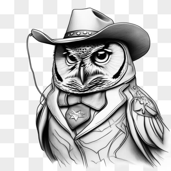 Download Cowboy Owl Illustration Sketches Online - Creative Fabrica