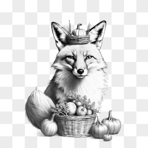 Download Whimsical Fox with Vegetables Sketches Online - Creative Fabrica