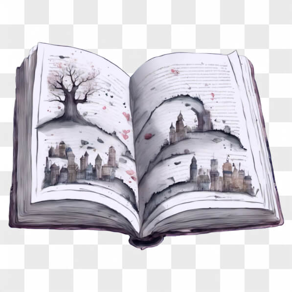 Download Artistic Open Book with Fantasy Landscape Cartoons Online ...