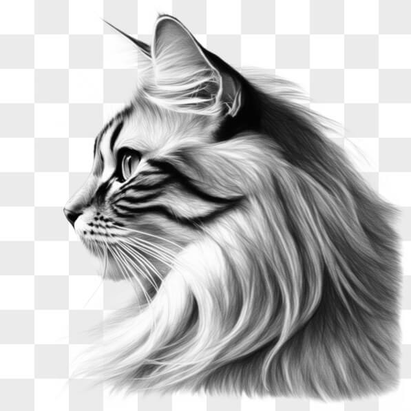 Baixe Desenho realista de um gato de perfil Sketches - Creative Fabrica
