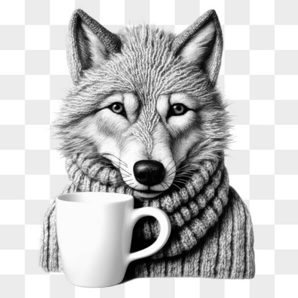 Download Gezellige Wolf Illustratie met Mok Schetsen online op Creative ...