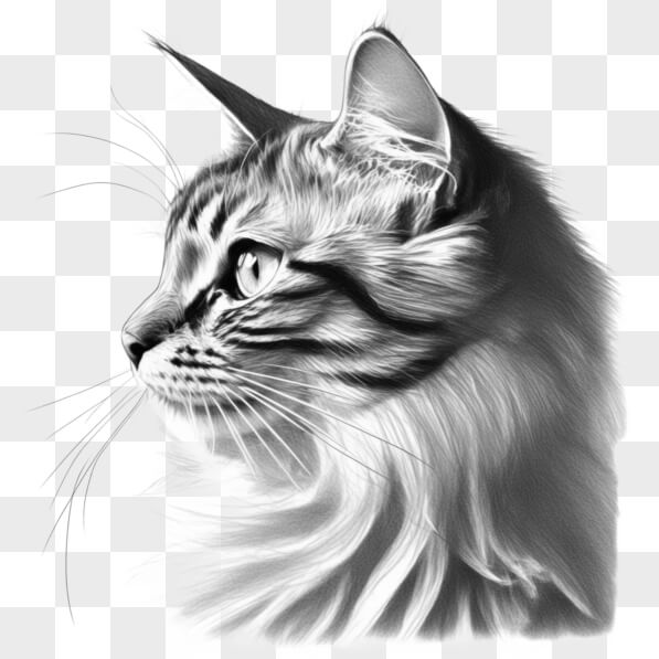 Download Gedetailleerde tekening van een kattenkop in profiel Schetsen ...