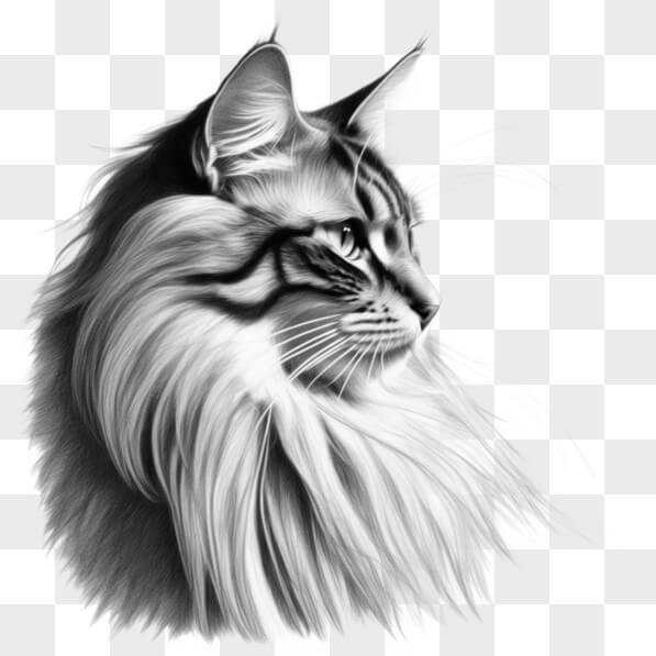 Download Monochromatic Drawing of a Cat Sketches Online - Creative Fabrica