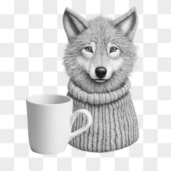 Descarga Lobo caprichoso en un suéter con una taza de café Bocetos En ...