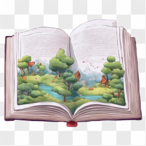 Download Artistic Open Book with Fantasy Landscape Cartoons Online ...