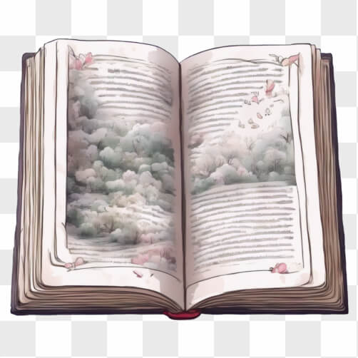 Download Artistic Open Book with Fantasy Landscape Cartoons Online ...