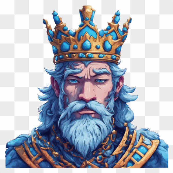 Download Majestic King with Blue Hair and Golden Crown Cartoons Online ...